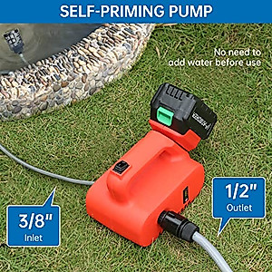 ATMOREA Cordless Water Transfer Pump 20V 158GPH Portable Electric Utility Pump with Water Hose Kit for Garden, Hot Tub, Tank, Aquariums, Inflatable Pool, etc