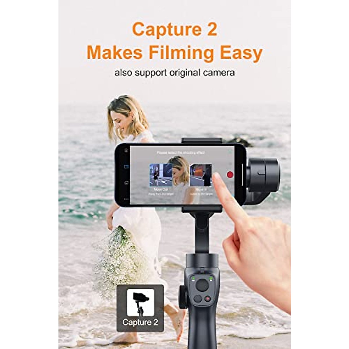 3-Axis Gimbal Stabilizer for iPhone 14 13 12 Pro Max XS X XR Samsung s21 s20 Android Smartphone, Handheld Gimble with Focus Wheel, Phone Stabilizer for Video Recording Vlog - FUNSNAP Capture 2s Combo
