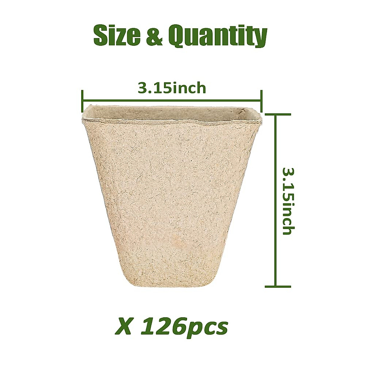 YESIACE 126 Packs Square Peat Pots, 3.15 Inch Seed Starting Pots with Drainage Holes Square Nursery Pot,Biodegradable Eco-Friendly Round Plant Seed Starter Peat Pots Germination Seedling Trays