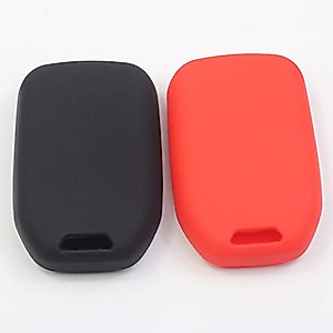 Btopars 2pcs 6 Buttons Smart Key Fob Cover Case Remote Protector Skin Keyless Jacket Holder Compatible with Chevrolet Suburban Tahoe 2015 2016 2017 2018 2019 2020 GMC Yukon 13580802 Black Red