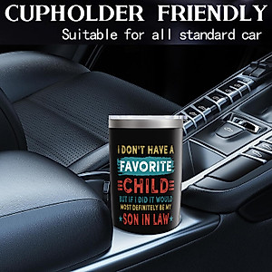 qynspngs Gifts for Father/Mother In Law From Son In Law, Funny Father's Day gifts Christmas Gift for Father/Mother In Law, 20 oz Dad/Mom Tumbler with lid and straw