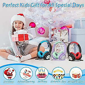 Kids Headphones with Microphone, Wired Headsets for Kid Child Teens Boys Girls with 85dB/94dB Volume Limit, Foldable Adjustable for School, Travel, 3.5mm Audio Jack for iPad, Tablet, PC, Chromebook