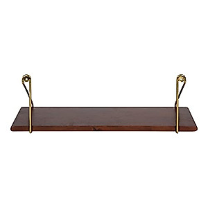 Kate and Laurel Palone Modern Wall Shelf, 24, Walnut and Gold, Minimal Transitional Shelf for Storage and Display