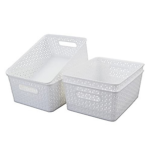 Vababa 4 Pack Plastic Woven Storage Basket, White