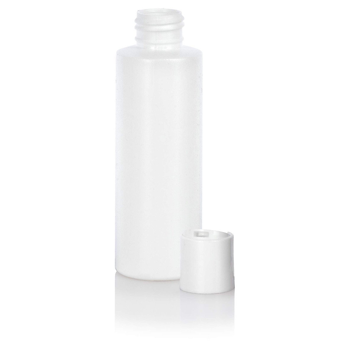 JUVITUS 4 oz / 120 ml White Plastic HDPE Refillable Cylinder Squeeze Bottle with White Disc Cap (12 Pack)