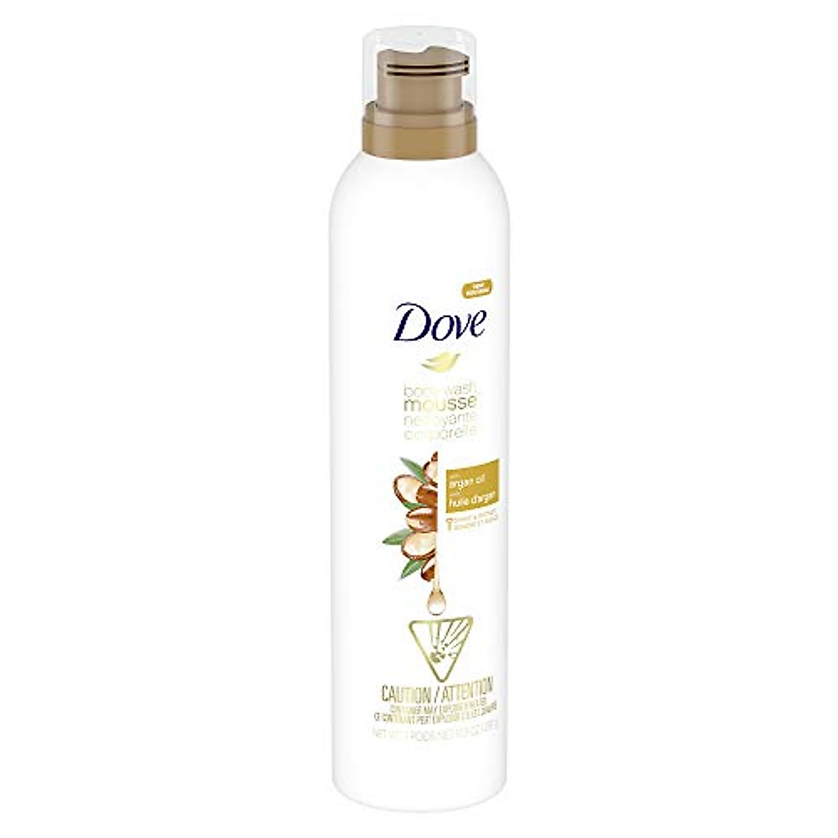 Dove Body Wash Mousse with Argan Oil Effectively Washes Away Bacteria While Nourishing Your Skin 10.3 oz