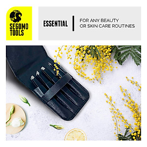 Segomo Tools 4 Piece Tweezer Set - Tweezers For Women - Ingrown Hair Removal Kit - Eyebrow Plucker - Precision Tweezers - Flat, Angled, Slant & Pointed Tweezers - TW004