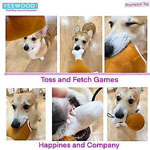 YESWOOD! 3 Pack Plush and Stuffed Drumstick Dog Squeaky Toys Cute Turkey Leg Puppy Chew Toys for Small Medium Dog Dog Gift Chicken Leg Toy with Dental Cotton (3 Pack Cute)