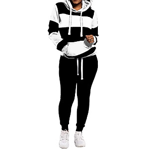 Blue Track Suit Two Piece Lounge Set Women Hoodie Womens Sweat Suits 2 Black XL