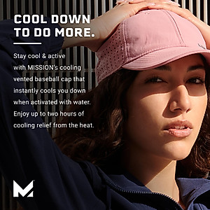 MISSION Cooling Vented Performance Hat, Navy - Unisex Baseball Cap for Men & Women - Lightweight & Adjustable - Cools Up to 2 Hours - UPF 50 Sun Protection - Machine Washable