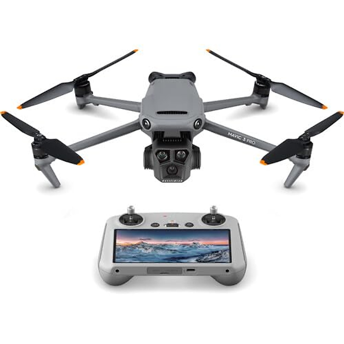 DJI Mavic 3 Pro with DJI RC, Flagship Triple-Camera Drone with 4/3 CMOS Hasselblad Camera, 43-Min Flight Time, with 128 GB Micro SD Card, 3.0 USB Card Reader, Landing Pad, Waterproof Backpack and More