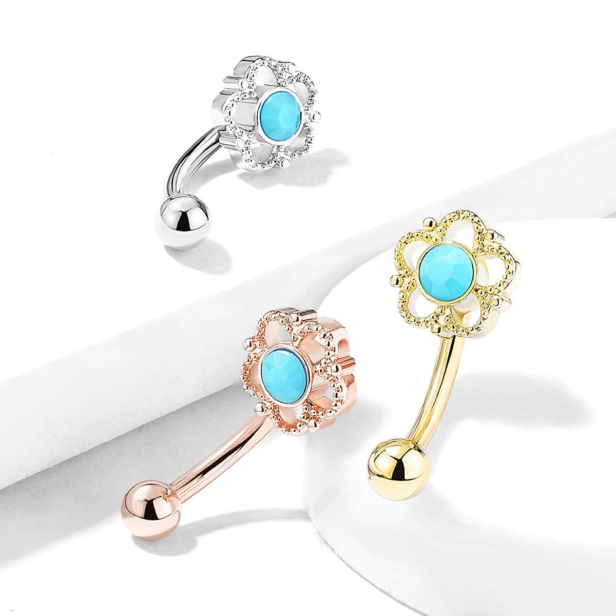 Amelia Fashion 16 Gauge Turquoise Center Flower Filigree, No Color, Size No Size