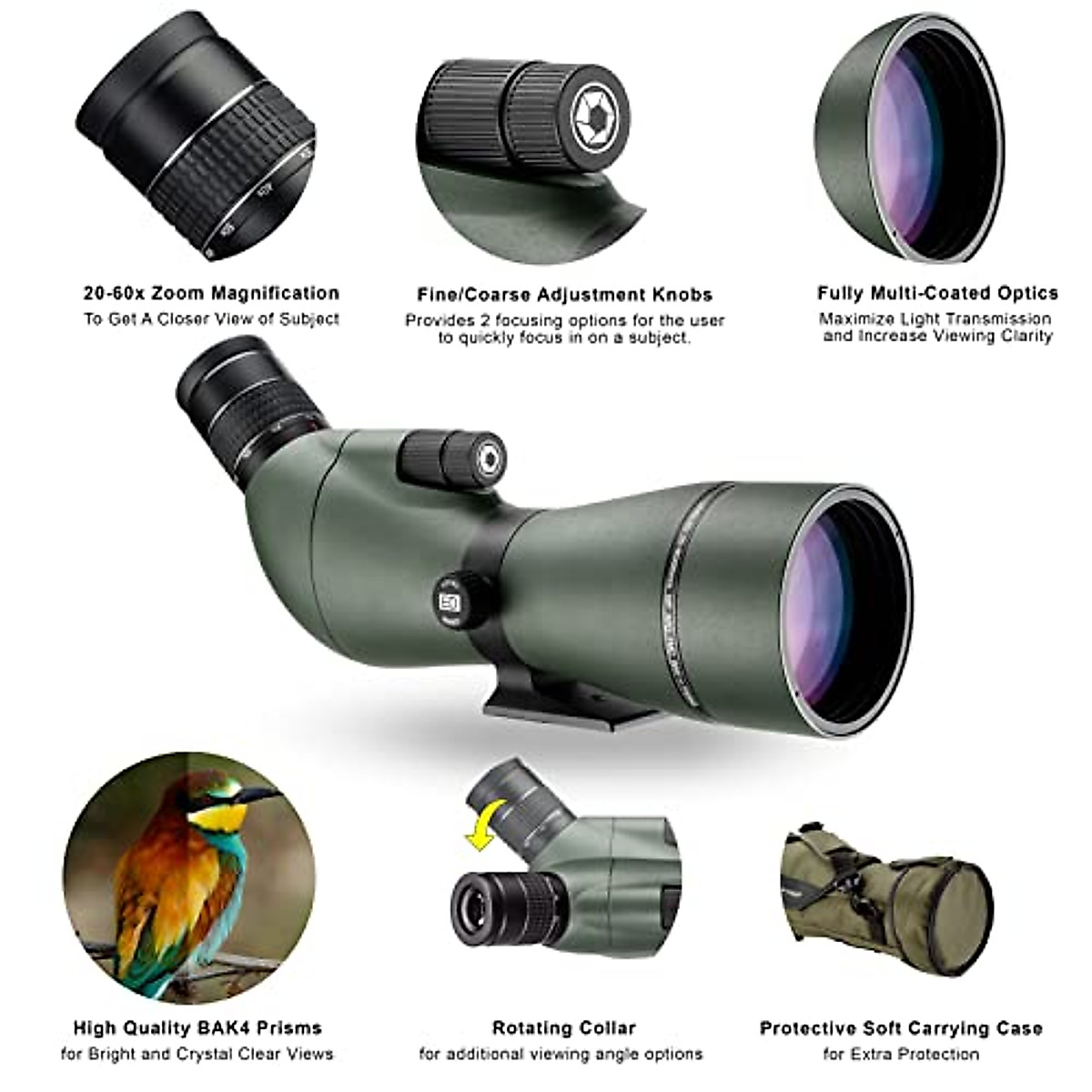 Barska Level ED 20-60x85mm Spotting Scope with Carrying Case