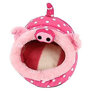 elegantstunning Pet Mini Cotton Nest,Cute Animal Shape Winter Warm Bed House Pet Accessories for Hamster Rabbit Guinea Pig L