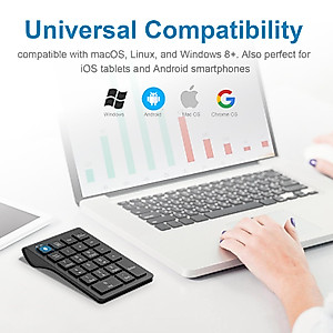 Bluetooth Number Pad Wireless & Wired 10 Key USB Keypad, Rechargeable Numpad for Laptops, Desktop, Computers Accessories Compatible with MacBook iPads ChromeBook EliteBook Notebook etc.