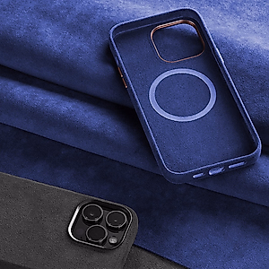 Komodoty Luxury Alcantara iPhone 14 Pro Case. Premium Italian Imported Material. Fully Wrapped Four Side Protection. MagSafe Compatible.