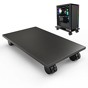 WEGASTU CPU Stand、Computer Tower Stand、Mobile CPU Holder with 4 Caster Wheels Fits for PC、Printer、Most Computer Tower、Office、Home、Planter Caddies、Dog Bowl Stand (Black)