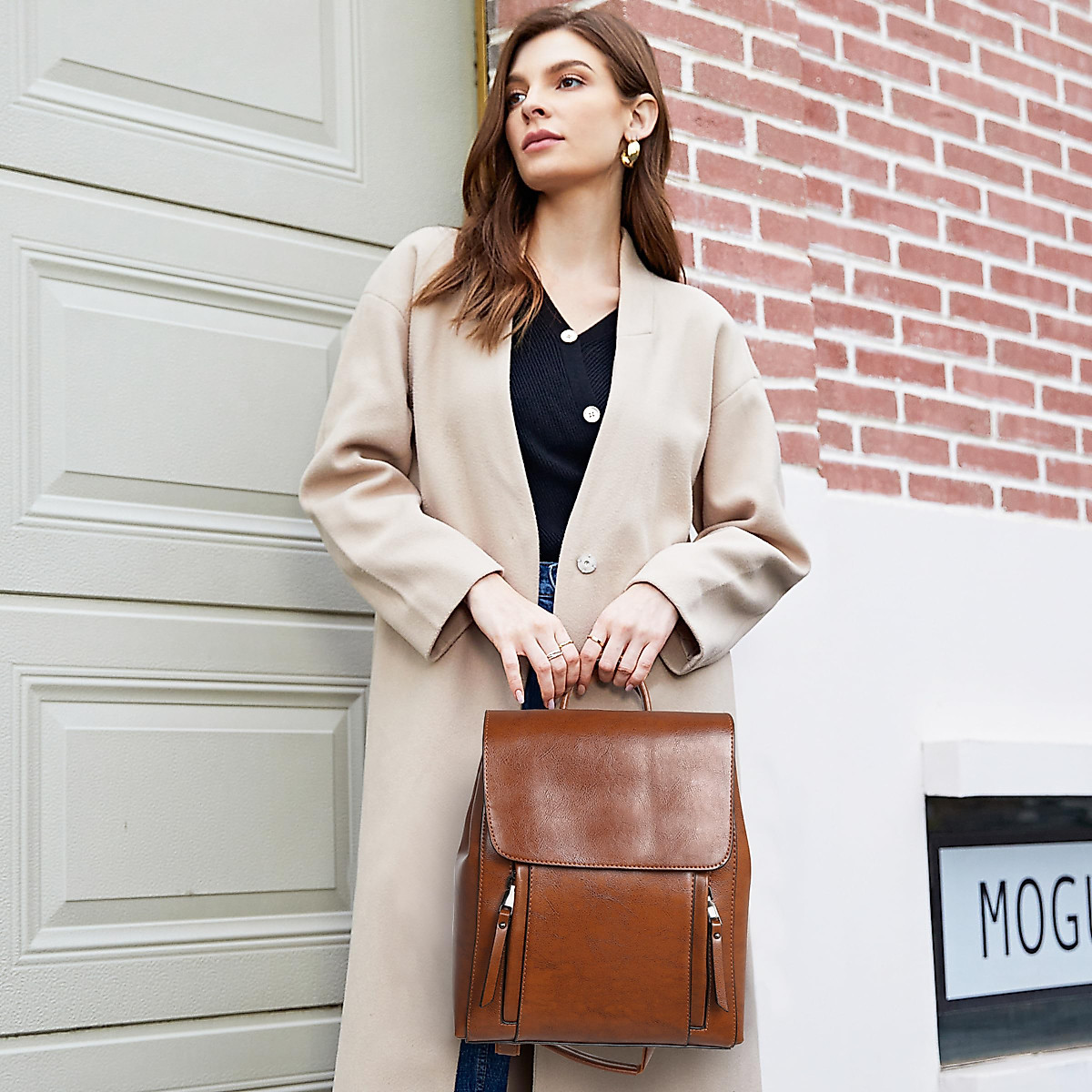 Iswee Vintage Waxy Leather Ladies Backpack Purses for Women Backpack Style Anti-theft Casual Daypack Shoulder Bag Fashion Bag (Brown)