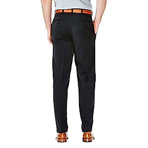 Haggar mens Cool 18 Stria Hidden Expandable Waistband Plain Front dress pants, Black, 38W x 30L US