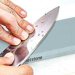 Whetstone Cutlery Sided, Gray Knife Stone-Dual 400/1000 Grit Wet Block-Sharpens and Polishes Sharp Tools and Kitchen, Hunting, and Pocket Knives by Whetstone, 1-Pack, Limestone