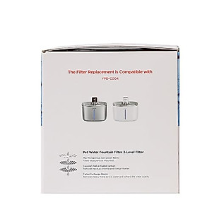 FEELNEEDY 6 Pack Cat Water Fountain Filter & 6 Pack Pump Filter Sponges Replacement, Pet Water Fountain Filter for 135 fl oz/4L Cat Water Fountain (YPD-C004P,YPD-C004S)