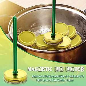 4 Pieces Canning Tools Kit, 2 Pieces Magnetic Lid Lifter Jar Lid Lifter and 2 Pieces Canning Bubble Popper Bubble Remover Measurer Canning Tools, Canning Supplies (Dark Green)