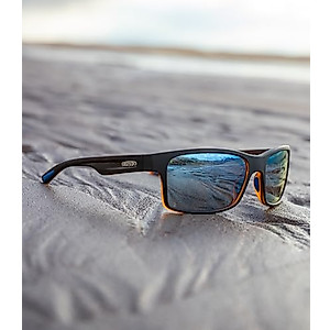 Revo Sunglasses Crawler: Polarized Lens with Performance Rectangle Wrap Frame, Matte Black Tortoise Frame with Blue Water Lens