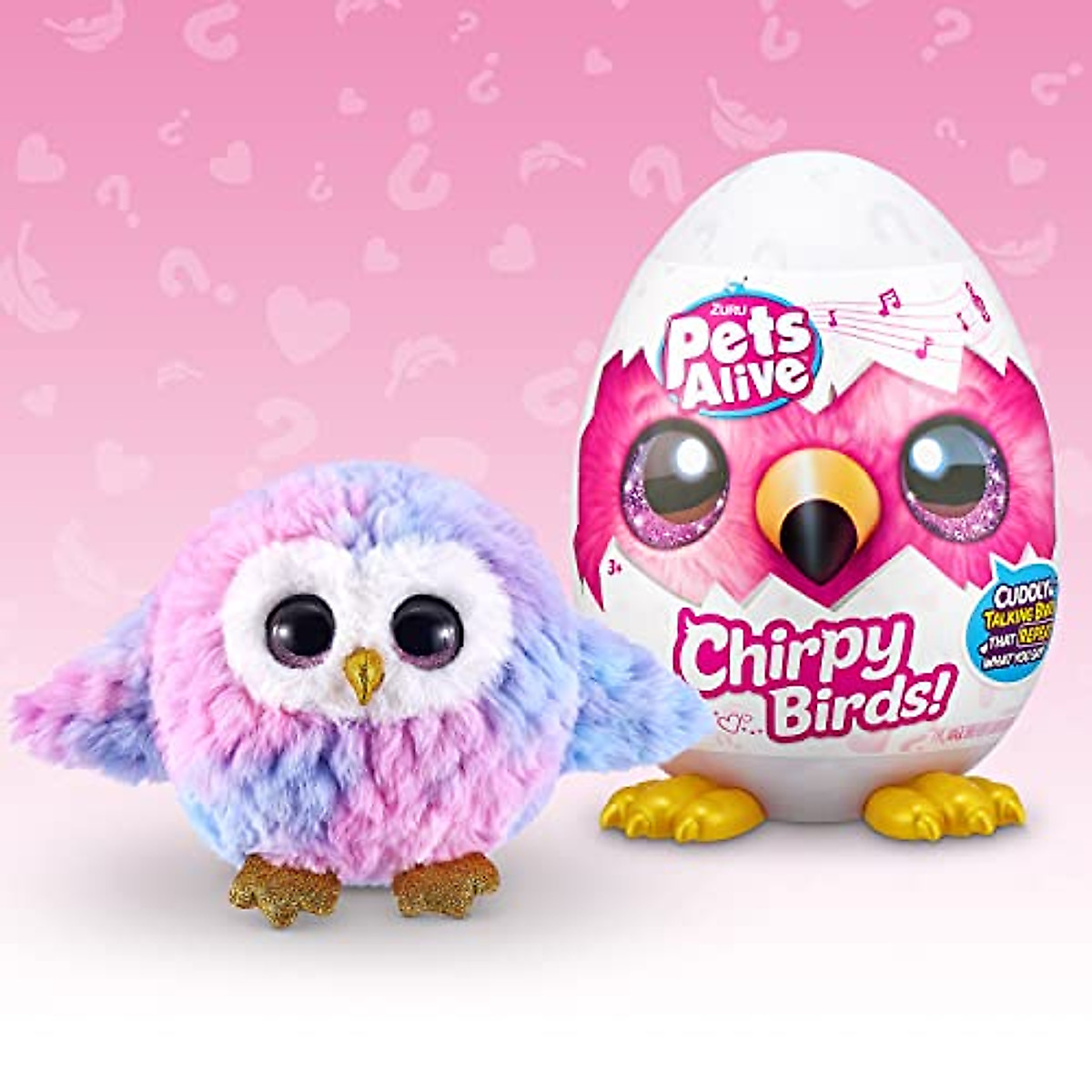 Pets Alive Chirpy Birds (OWL) by ZURU, Electronic Pet That Speaks, Giant Surprise Egg, Stickers, Comb, Fluffy Clay, Bird Animal Plush for Girls