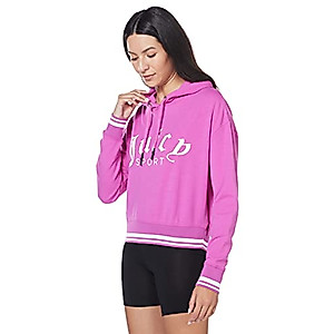 Juicy Couture Women's Cropped Logo Pullover Hoodie, Wild Fuchsia, Large