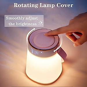 Lotuze Night Light Dimmable for Kids, Rechargeable Portable Touch Lamp with Alarm Clock, Nursery Night Light with Time and Temperature Display for Bedroom, Nursery