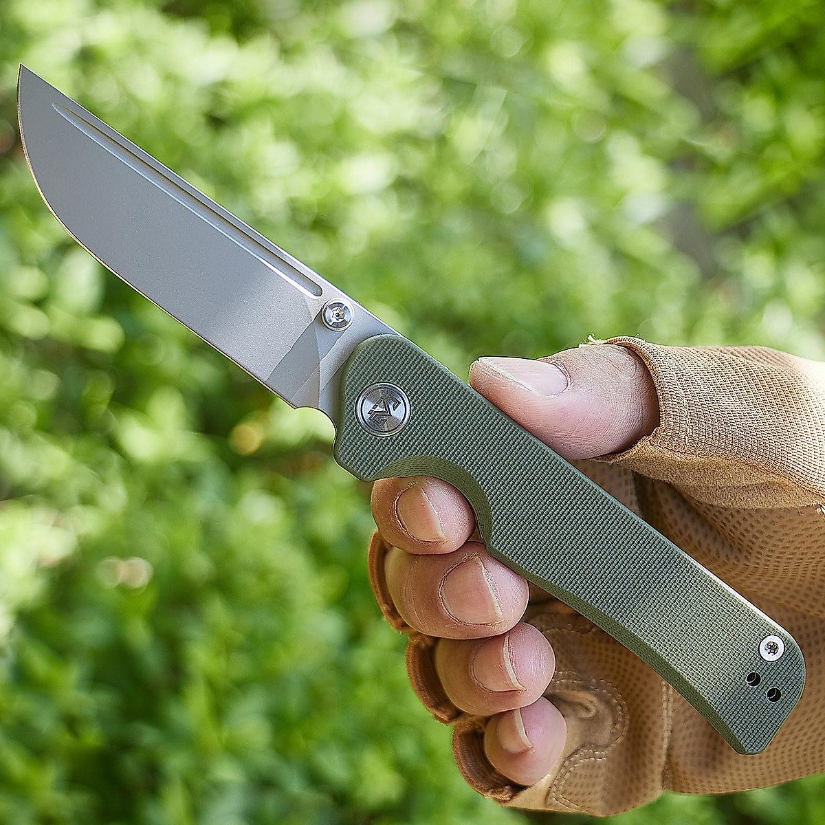 Miguron Knives M Pagos Front Flipper Folding Knife 3.16" Sandblasting 14c28n Blade Green G10 Handle Camping Hiking Pocket Knife MGR-807SGN