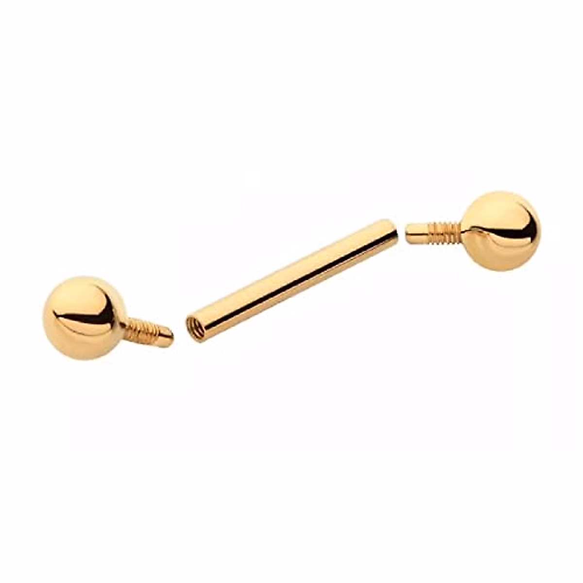 Pierced Owl 14kt Yellow Gold 14GA 1/2" Internally Threaded Straight Barbell with 4mm Balls