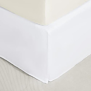 SONIVE Premium Bed Skirt Solid with Pleated Dust Ruffle 15-Inch Drop Easy to Put in Shrink Free and Fade Resistant (White, Queen)