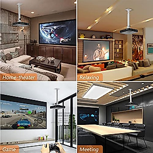 JOY worker Universal Projector Ceiling Mount Wall Bracket Holder Fits Flat or Sloped Ceiling Height Adjustable with Extendable Arms for Home and Office Projector, White