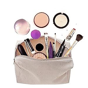 Muka DIY 100% Cotton Canvas Cosmetic Makeup Bag (7 x 4 x 3 in, 6 Pack, Black)