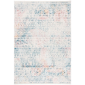 SAFAVIEH Tulum Collection Area Rug - 5'3" x 7'6", Ivory & Terracotta, Moroccan Boho Distressed Design, Non-Shedding & Easy Care, Ideal for High Traffic Areas in Living Room, Bedroom (TUL263A)