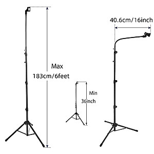 Boom Mic Stand-Kangziliang Mike Stand Gooseneck Microphone Stand Tripod Adjustable Height 3'- 6' with Mic Clips and 3/8" - 5/8" Adapter Microphone Stand for Singing