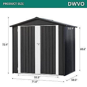 DWVO 6 x 4FT Outdoor Storage Shed, Large Metal Tool Sheds, Heavy Duty Storage House with Lockable Doors & Air Vent for Backyard Patio Lawn to Store Bike, Tool, Lawnmower, Waterproof, Black