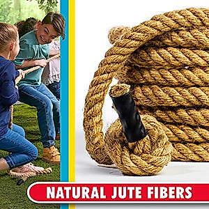 Franklin Sports Franklin Field Day Tug of War Rope with Flag for Kids and Adults - Perfect for Team Building - 20ft Long,Brown