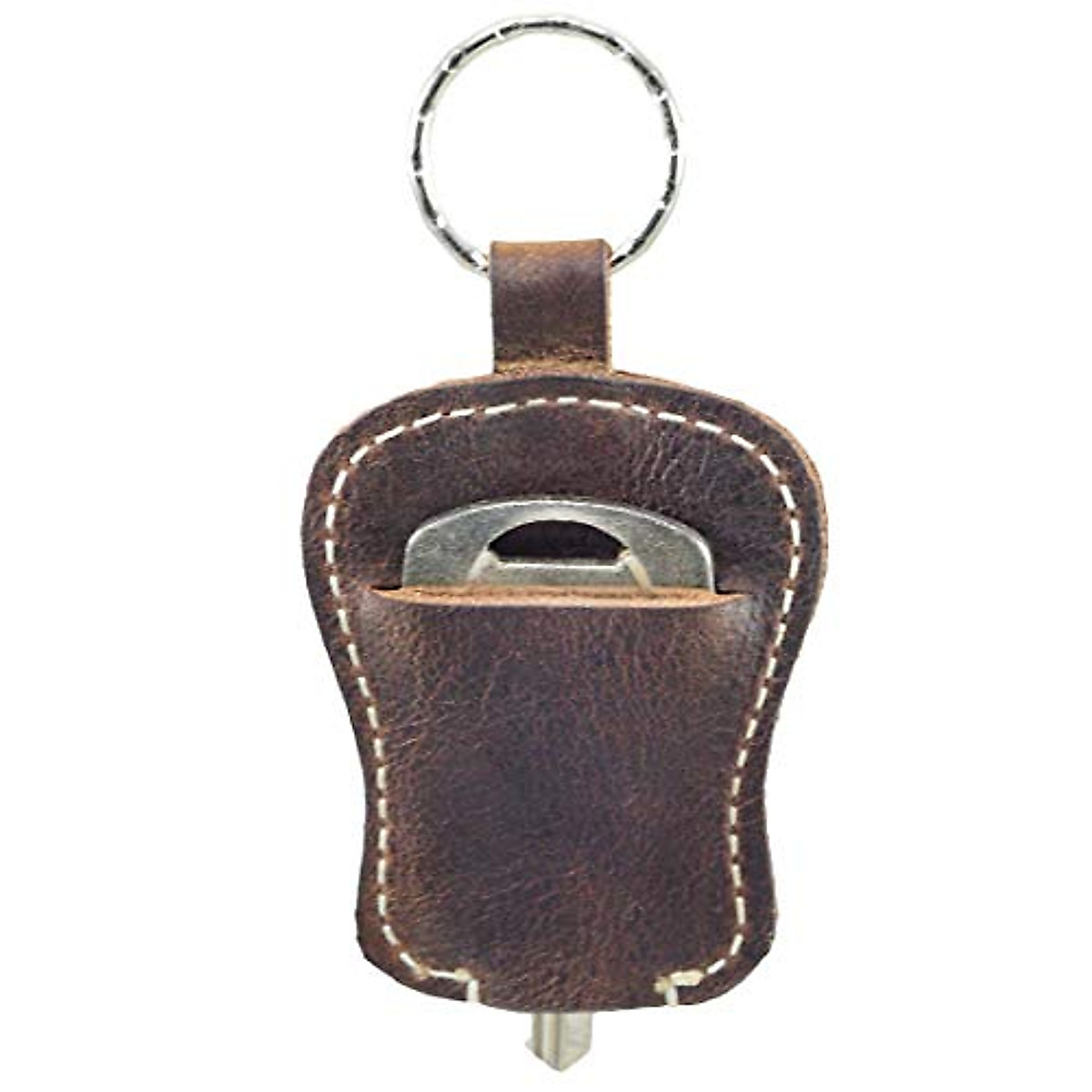 Hide & Drink, Leather Guitar Keychain/Key Holder/Keychain With Pouch for Most Used Key/Keychain for Musicians, Handmade :: Bourbon Brown