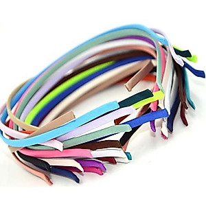 Carykon 20 PCS Women DIY Satin Fabric Covered Ribbon Headbands 5mm Width, Mixed Color.