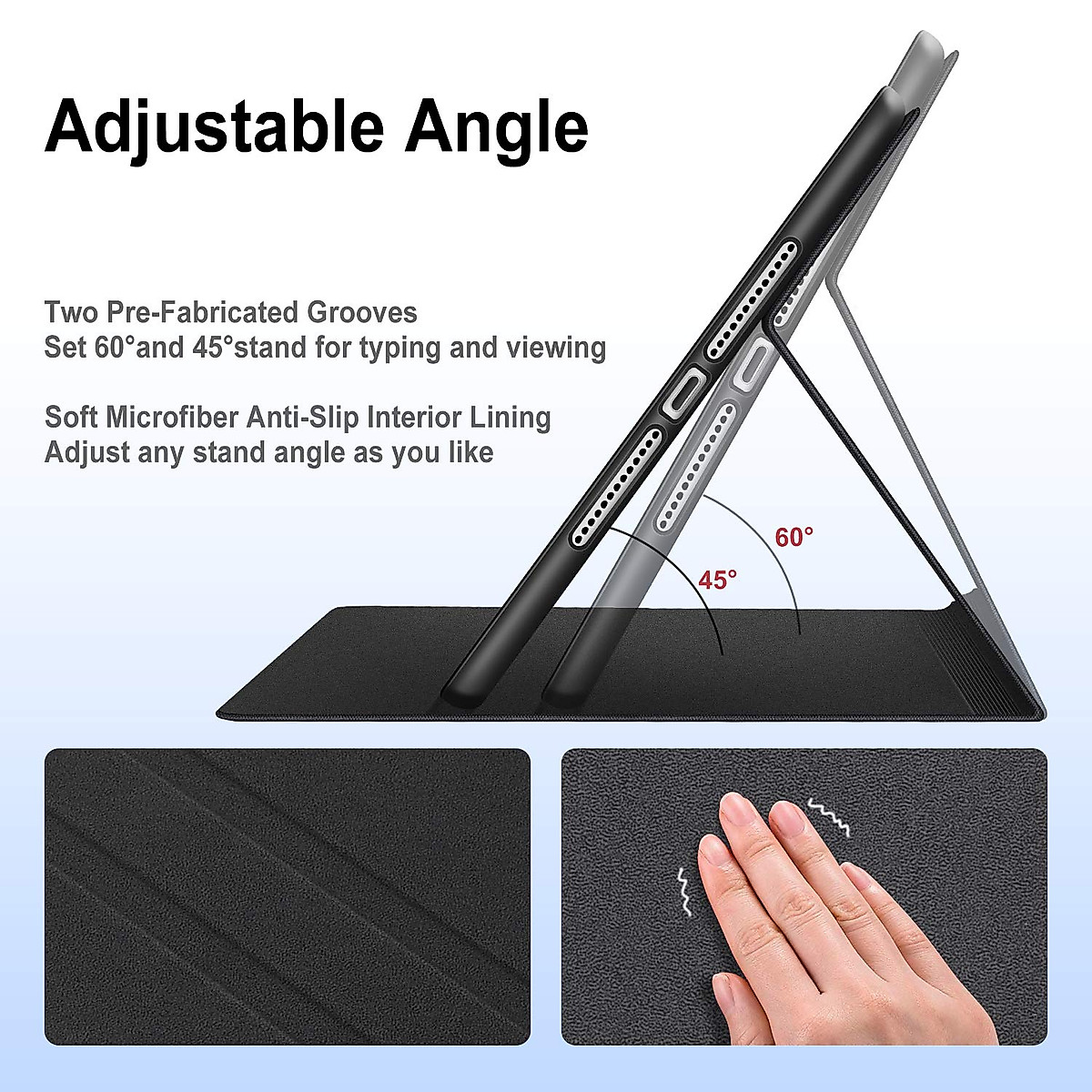 DTH-PANDA iPad Pro 11 inch Case for iPad Pro 11 4th/3rd/2nd/1st Generation 2022/2021/2020/2018,PU Leather Folio Bracket,with Pencil Holder and Pocket,Automatic Sleep/Wake Function (Crow Black)