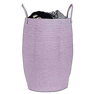 hampers for laundry hamper basket Purple blanket clothes woven cotton rope blankets living room large tall with handles modern cloth dorm dirty big throw basket with fabric toy cloths round