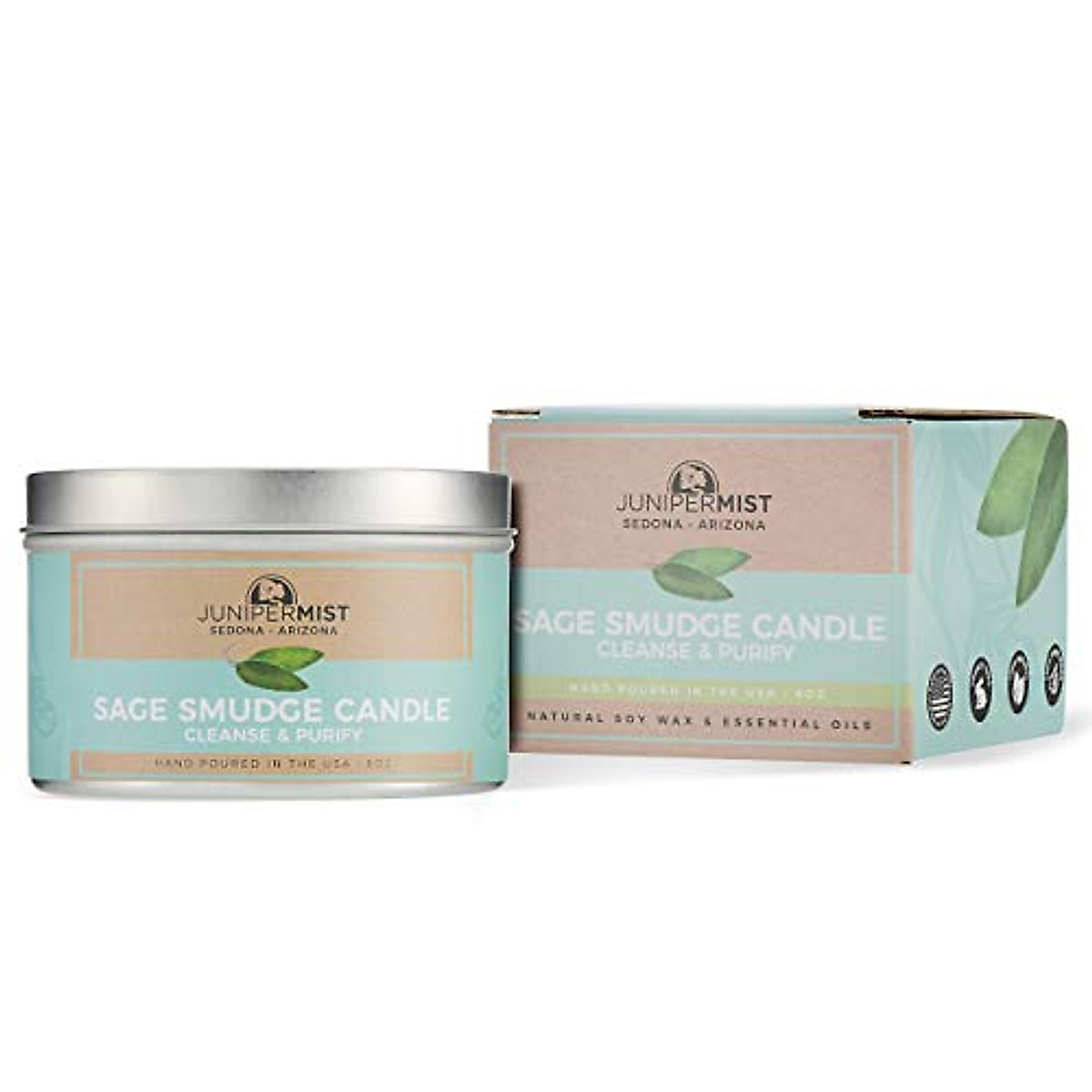 Palo Santo Smudge Spray + Sage Smudge Candle Bundle for Cleansing Negative Energy by JUNIPERMIST