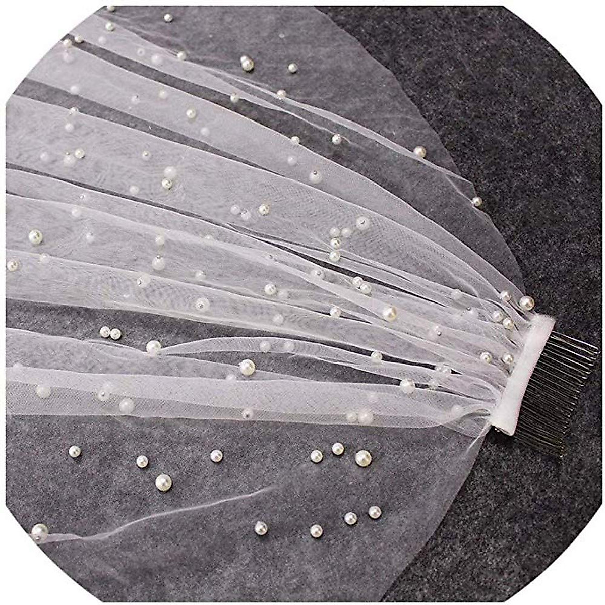 Macria Long Pearl Veil One Layer Bridal Veil Cathedral 3 Meters Ivory Wedding Veil With Pearls Bride Accessories Ivory