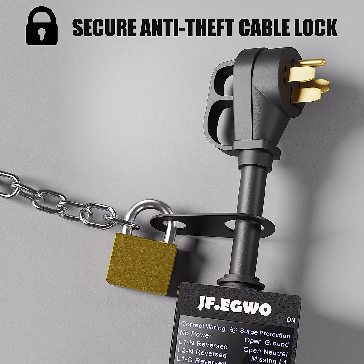 JF.EGWO 50A RV Surge Protector with Waterproof Cover, RV Circuit Analyzer with 6500J Surge Protection - 50 Amp RV Power Surge Protector with 3.55 Inch Smart LED Screen