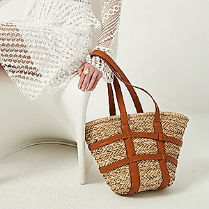 Womens Woven Tote Bag Straw Clutch Bags Big Size Straw Bag Bowknot Handbag Satchel Purses