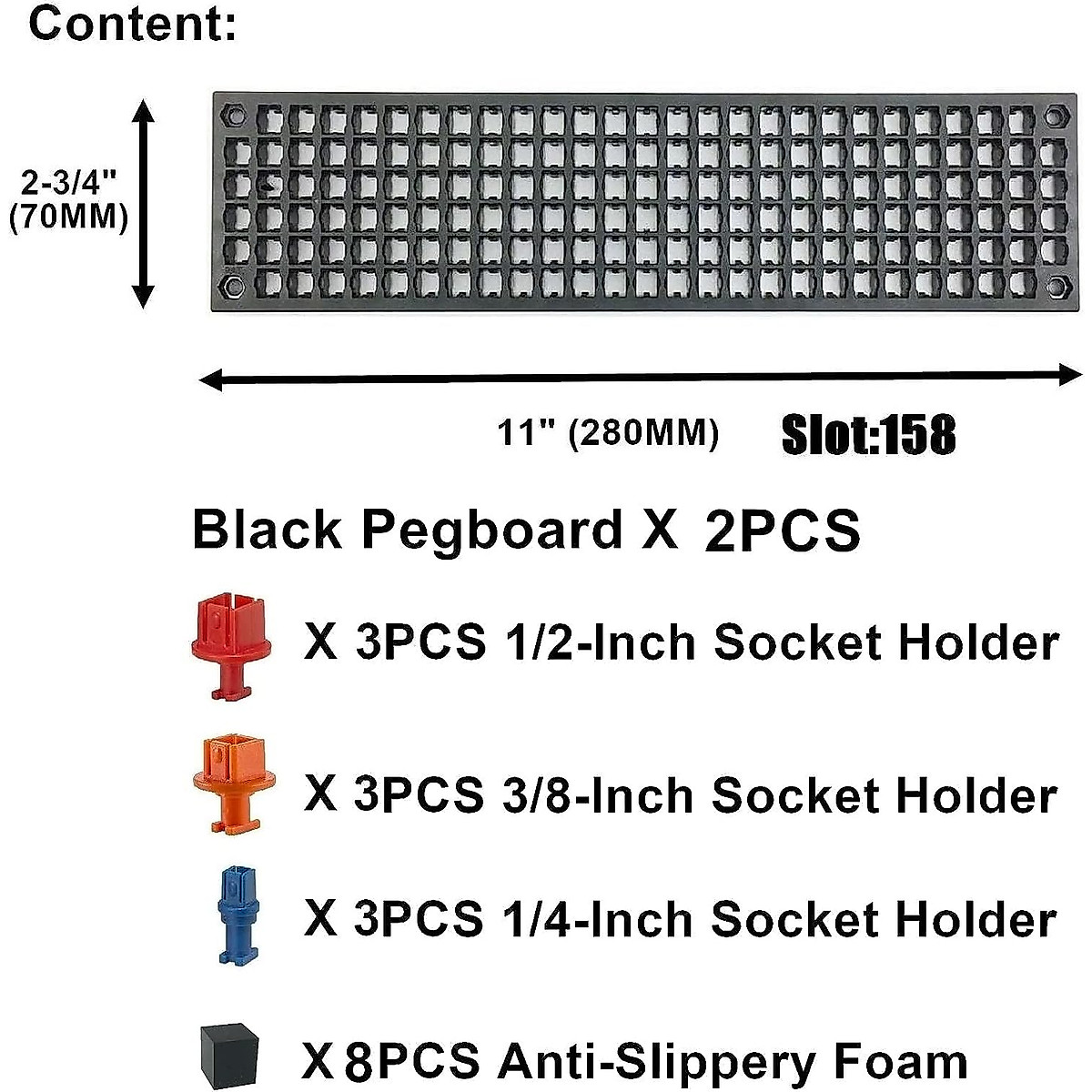 FREE ZONE - Bit Organizer Set (Black) | 158 Hole Bit Storage | 1/4 Inch Hex Bit & Drive Bit Adapter Storage | Screwdriver Toolbox Organizer | Tools are Not Included