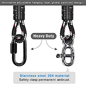 BeneLabel Tree Swing Ropes, Hammock Tree Swings Hanging Straps, Adjustable Extendable, for Outdoor Swings Hammock Playground Set Accessories, 3ft(40"), 2 Pack, Black