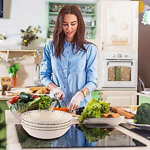 lok-osemile Gourmet Art Crackle8.1 Melamine Salad/Pasta/Soup Bowl - Ivory 32oz - Set of 4